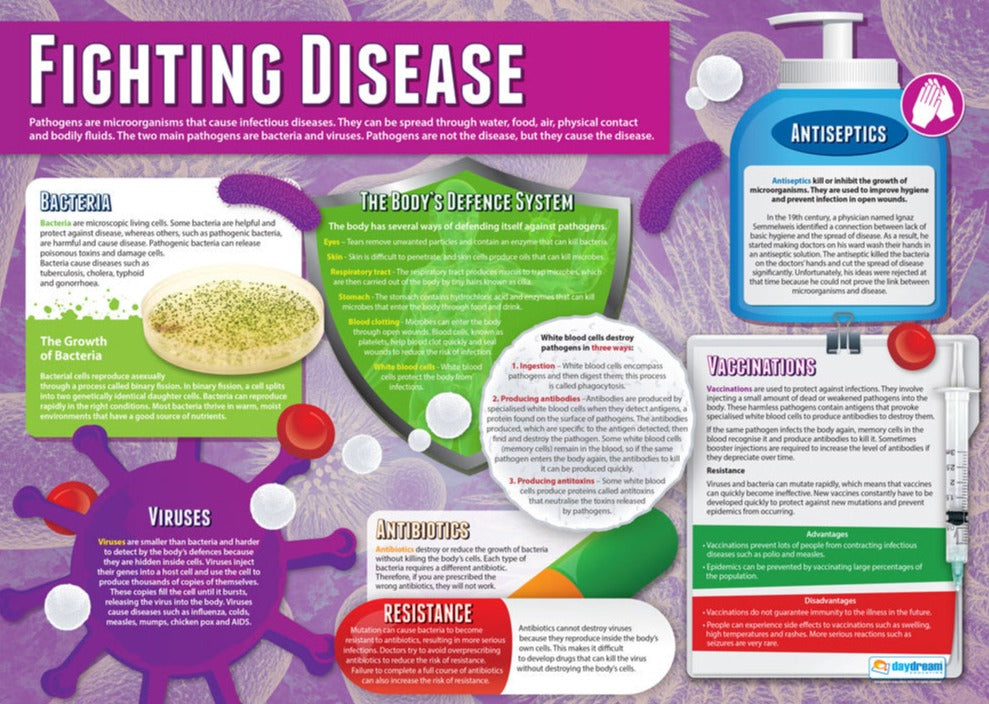 Fighting Disease Poster | Science Posters | Biology Posters | Medical ...