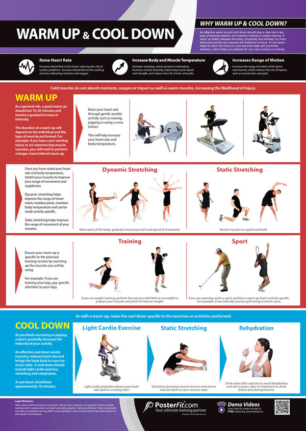 Warm Up & Cool Down Exercises Poster | Gym & Fitness Poster | Physical ...