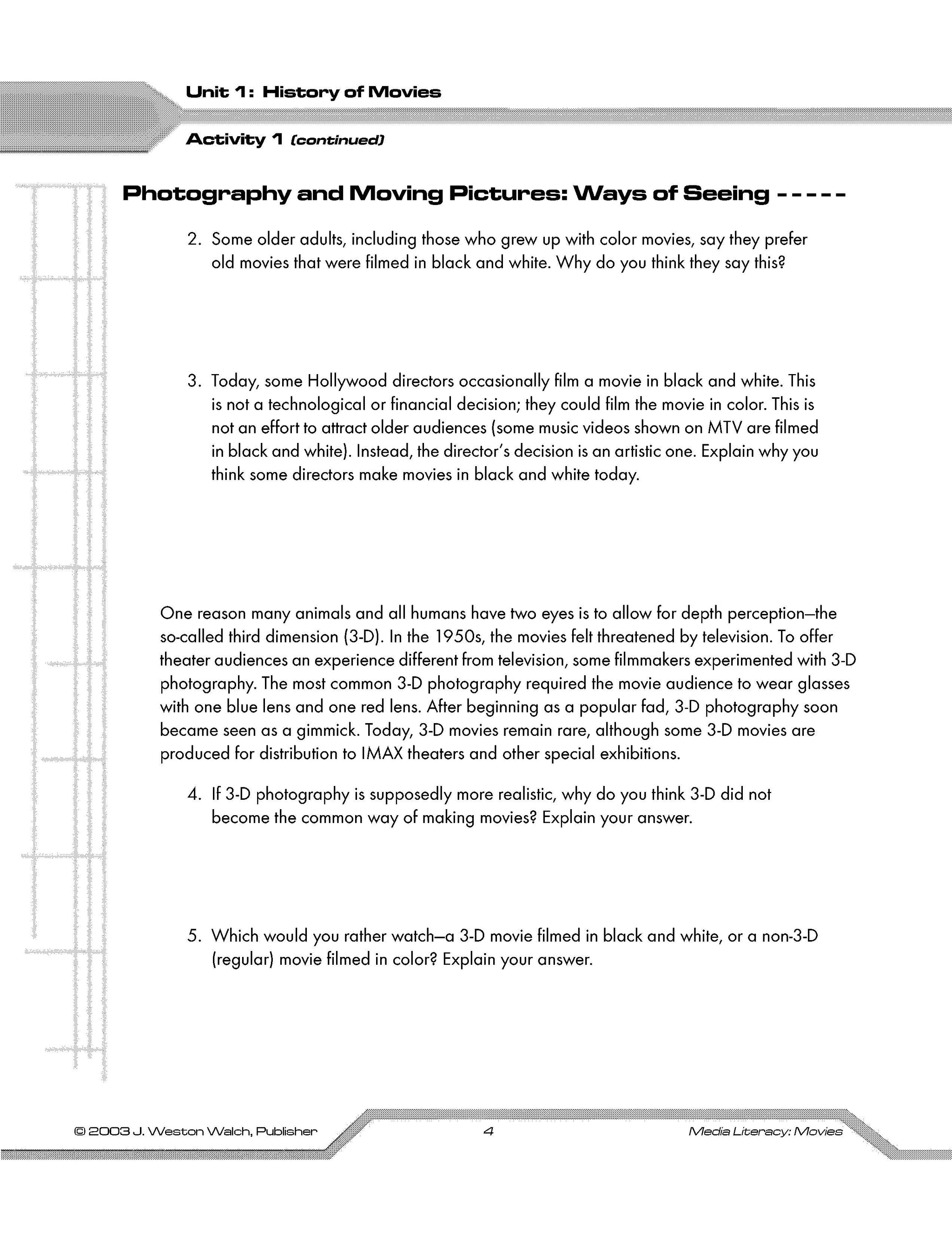 Media Literacy: Movies Book – Bright Education Australia