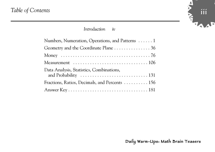 Daily Warm Ups Math Brain Teasers Level 1 Book | Maths Books | Maths ...